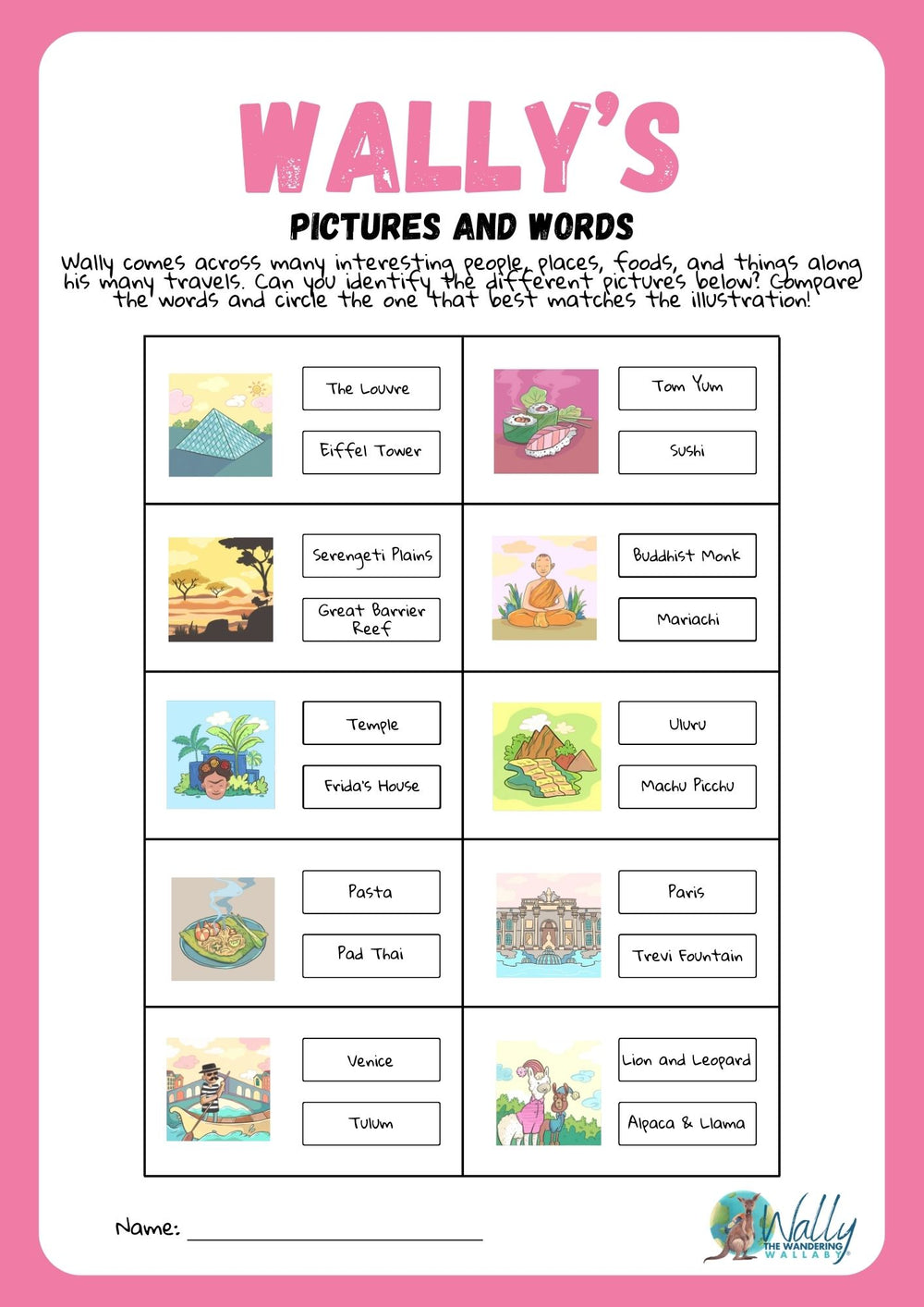 Free Resources – Wally the Wandering Wallaby